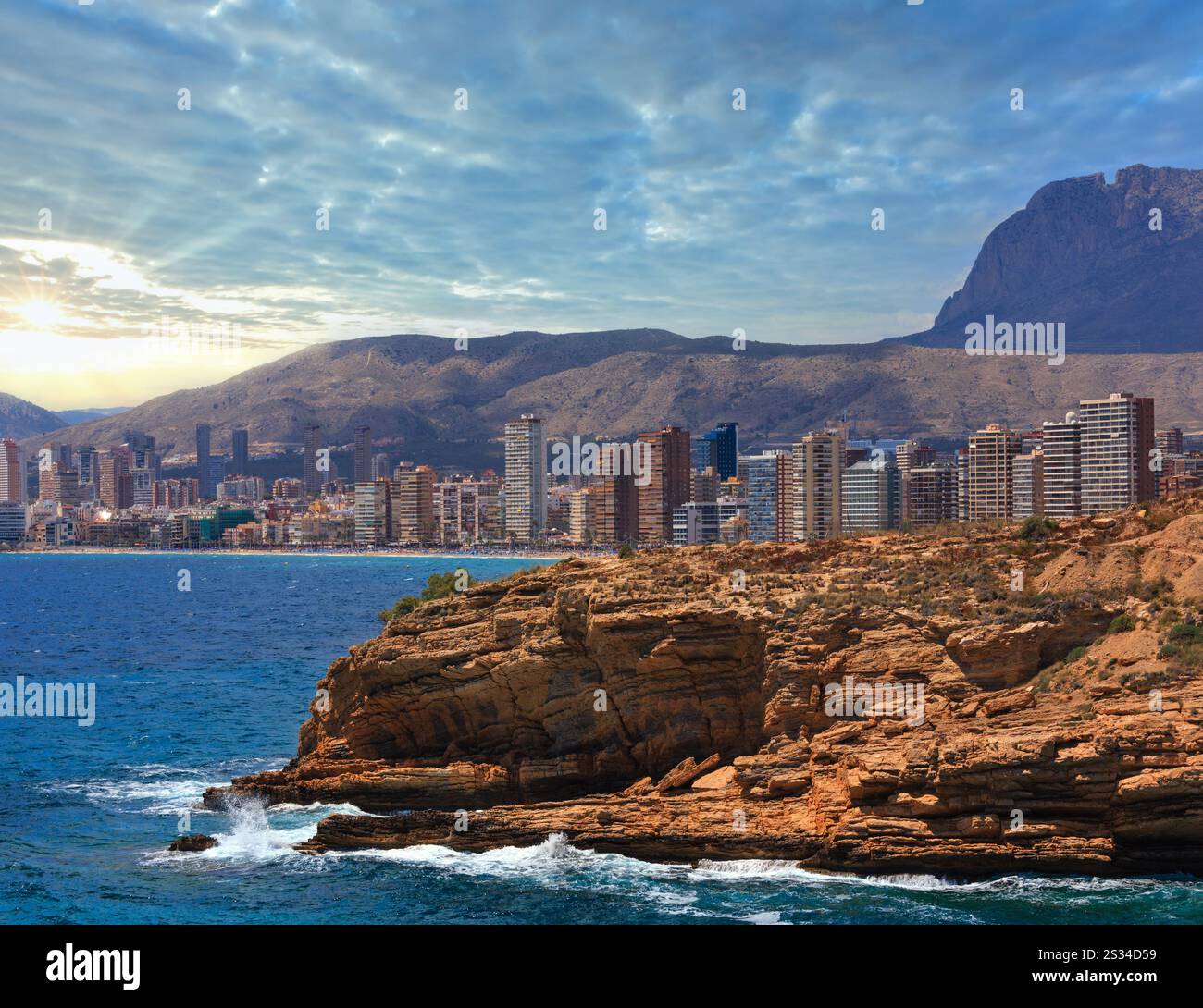Benidorm city coast summer view (Costa Blanca, Alicante, Spain). All ...