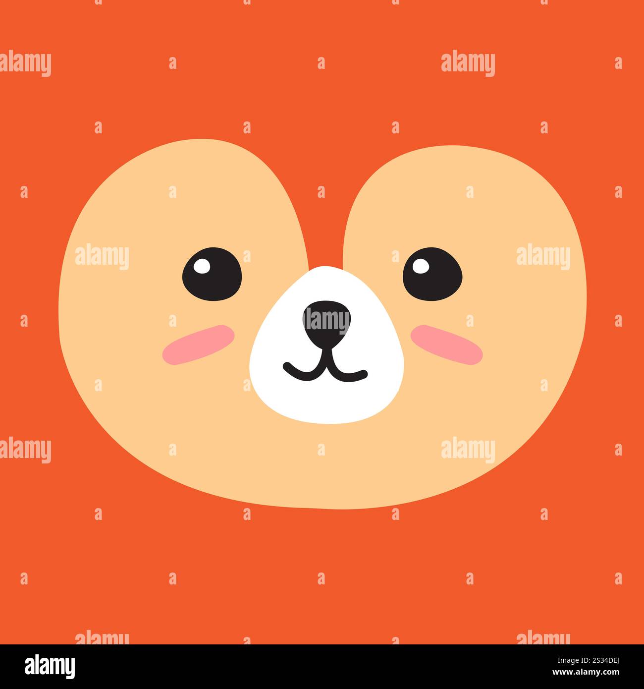 Vector hand drawn doodle flat cartoon fox face isolated on orange ...