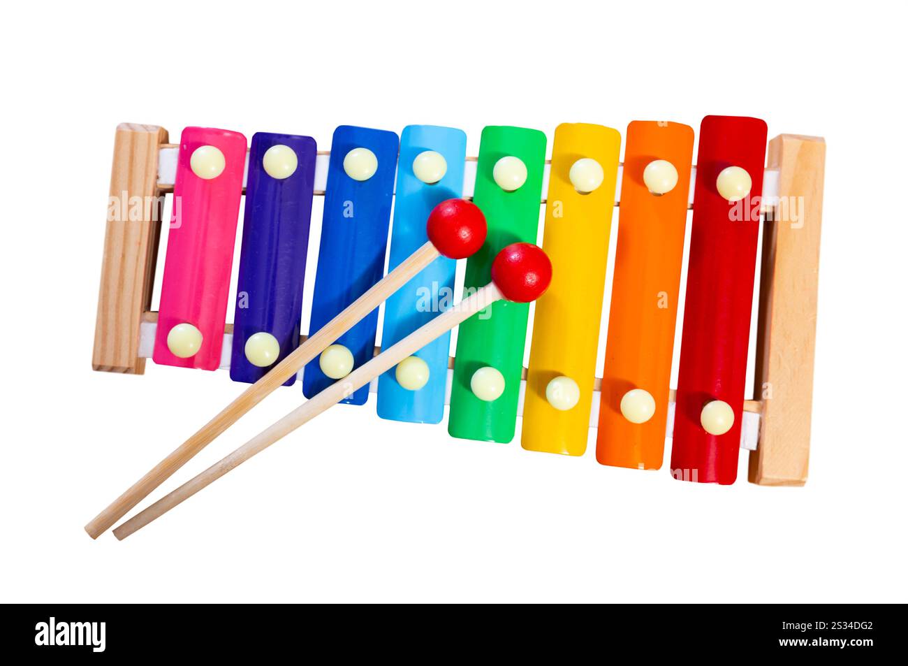 Children multi-colored xylophone with sticks Stock Photo - Alamy