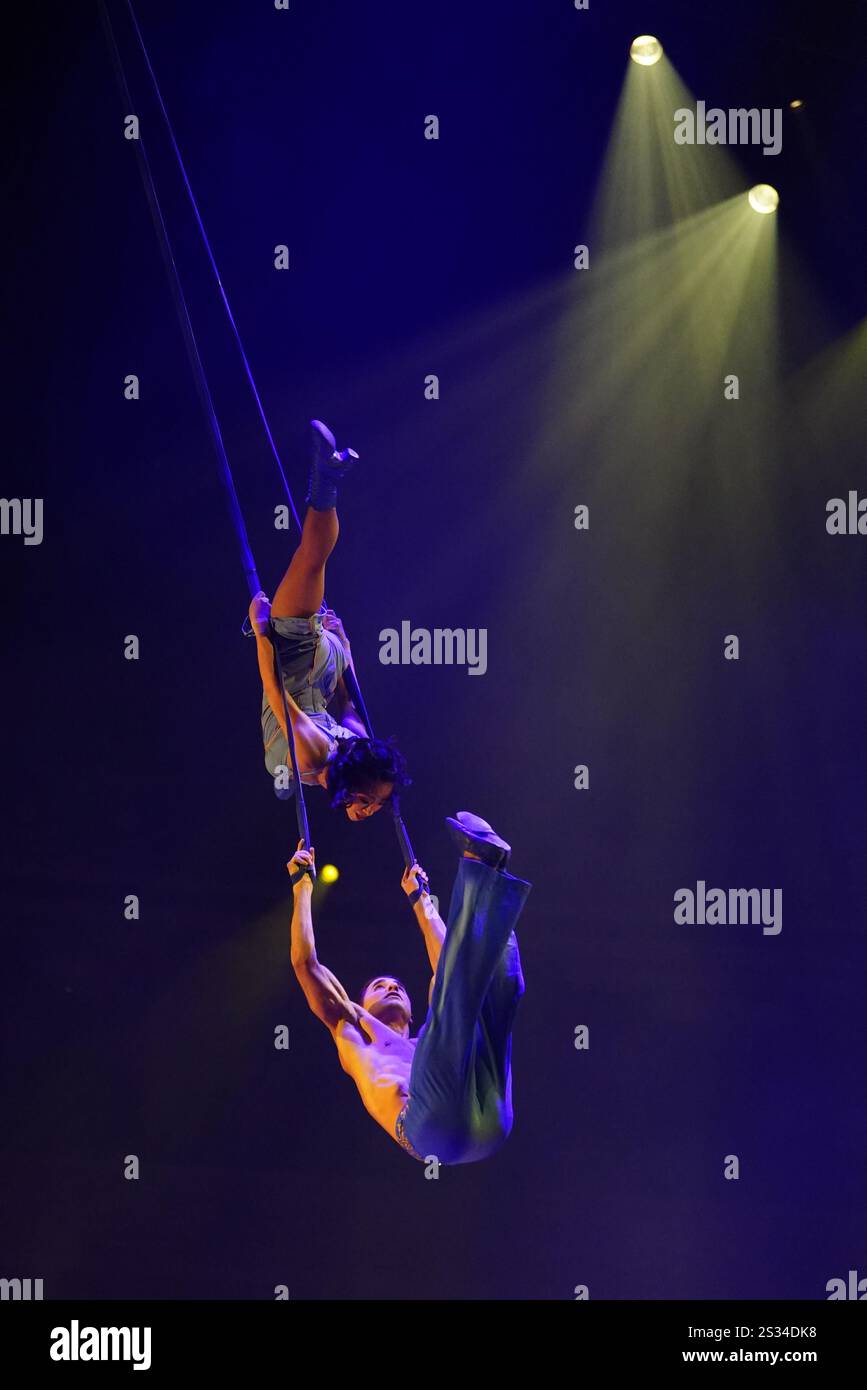 Performers during a dress rehearsal for the Cirque du Soleil production ...