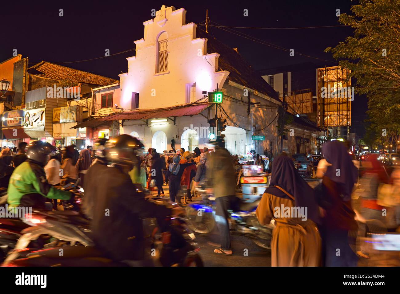 Malioboro Street by night, major shopping street in Yogyakarta, Java ...