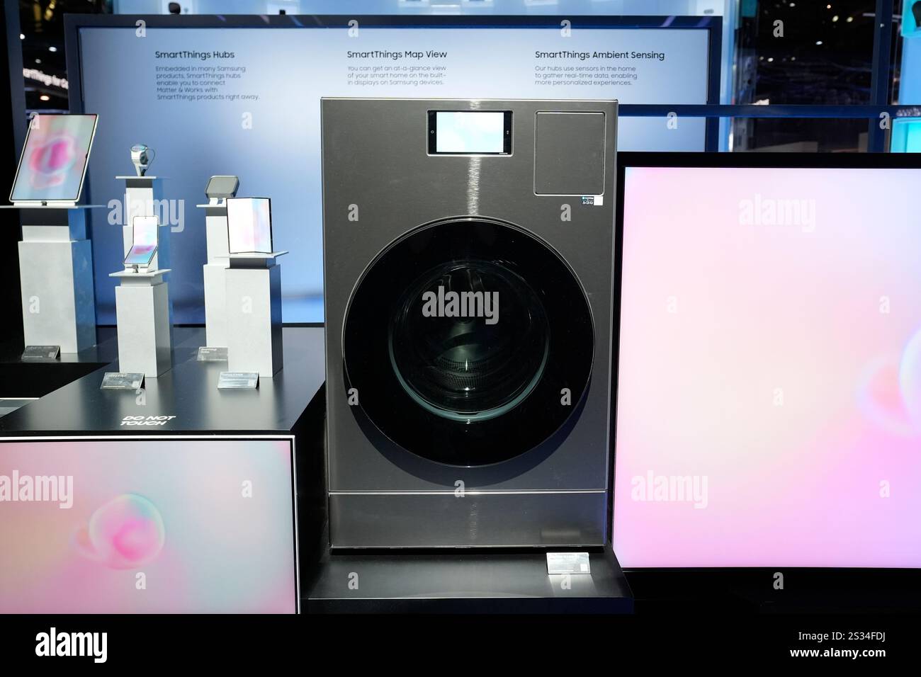 The Samsung Bespoke AI Washing Machine is displayed at a Samsung booth ...