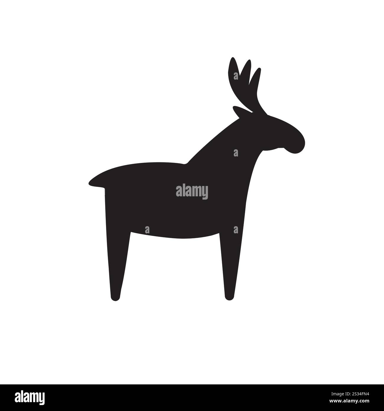 Vector flat Scandinavian Dala deer moose silhouette isolated on white ...