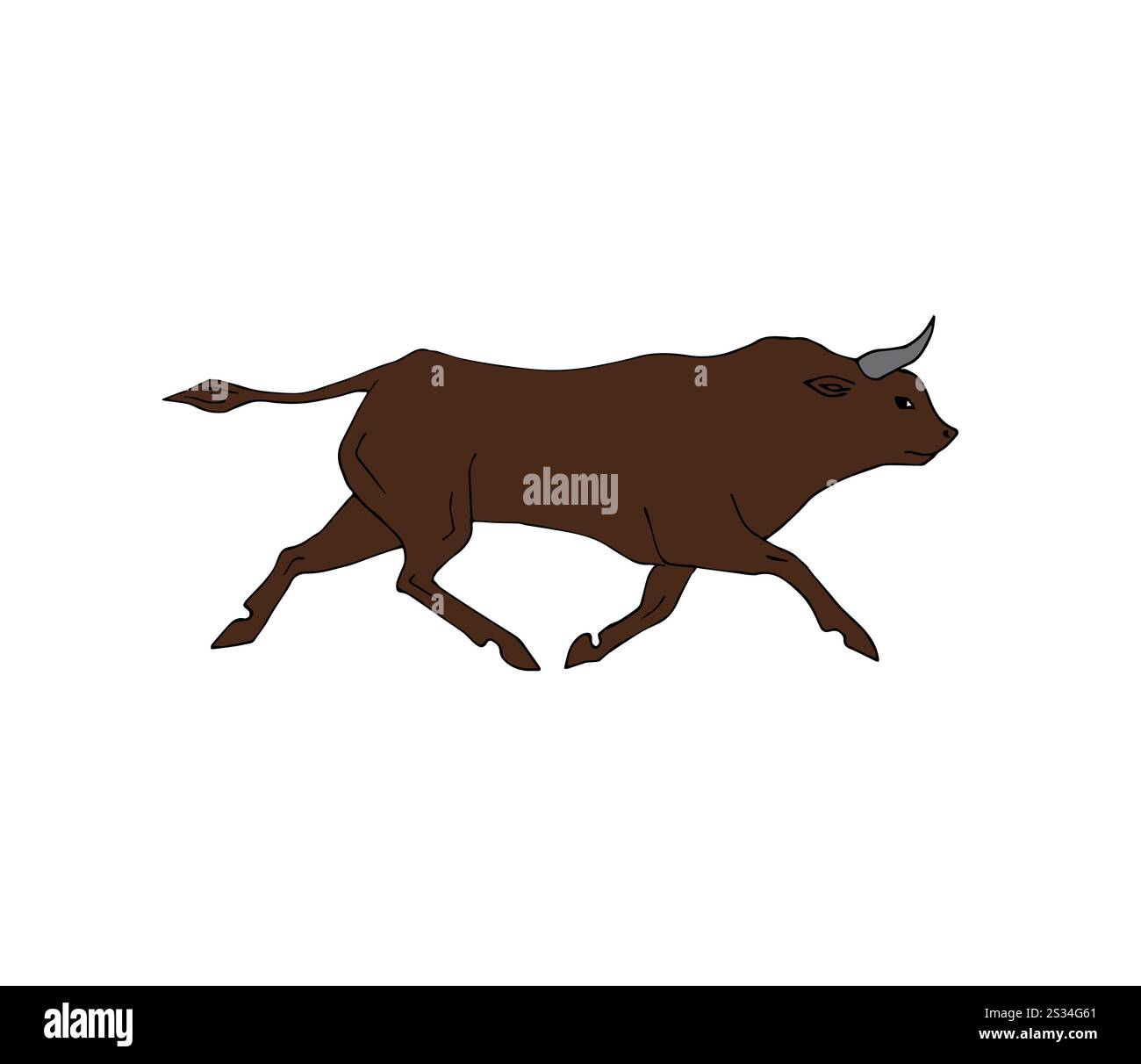 Vector hand drawn doodle sketch colored bull isolated on white ...