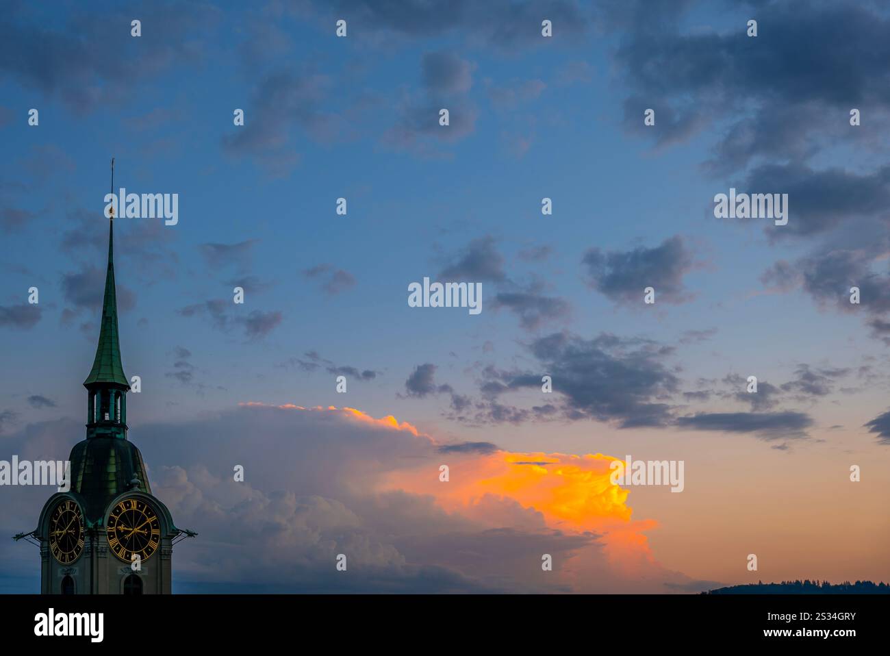 Bell tower huge clock sunset hi-res stock photography and images - Alamy