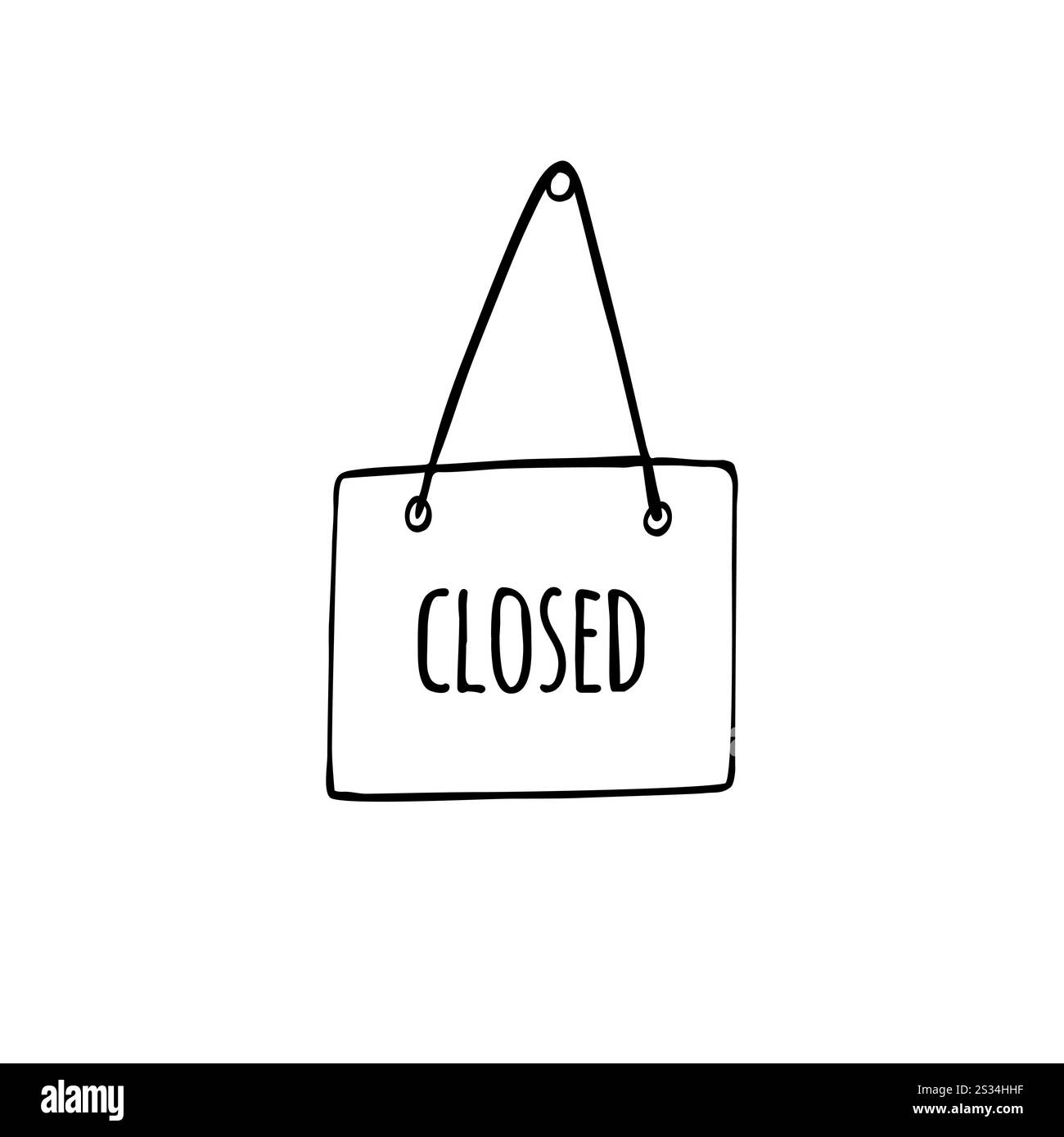 Vector hand drawn doodle sketch door sign with closed text isolated on ...