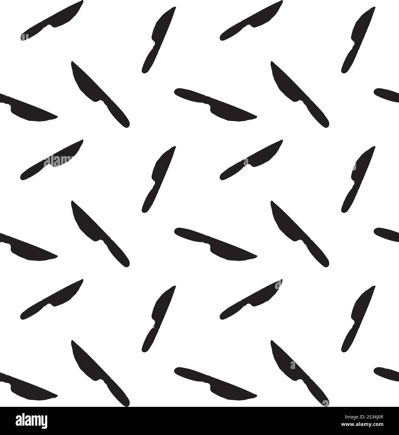 Vector seamless pattern of hand drawn black knife silhouette isolated ...