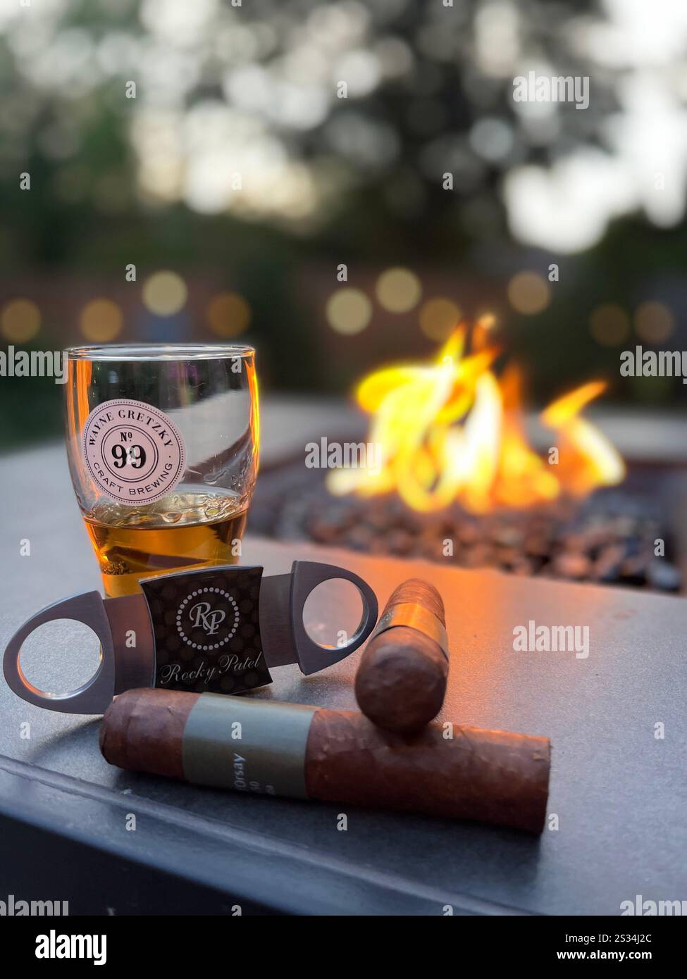Fire pit and cigar Stock Photo - Alamy