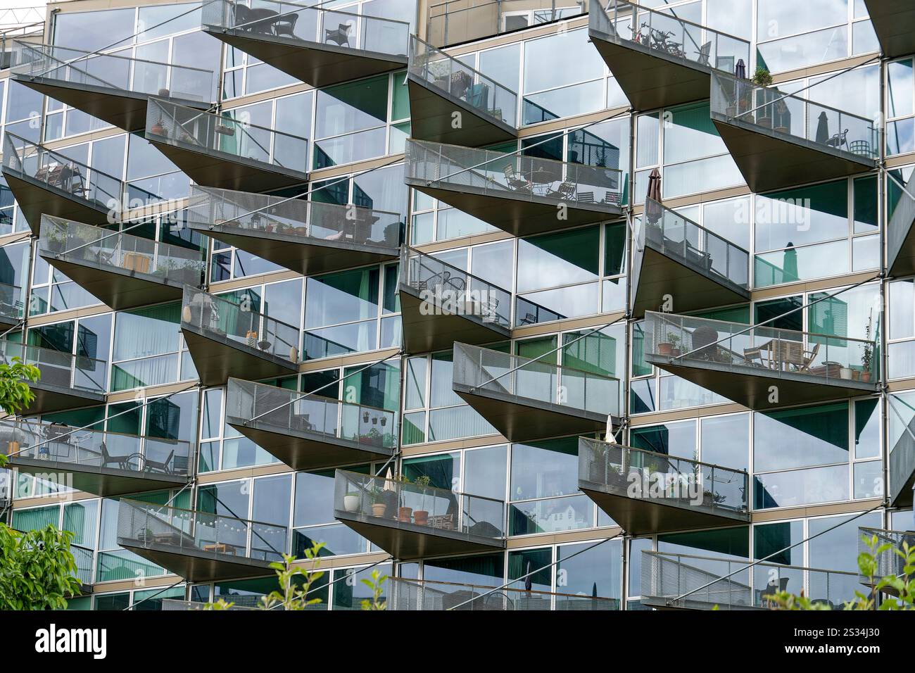 VM House, glass facade, balconies, Amager Bakke, modern architecture ...