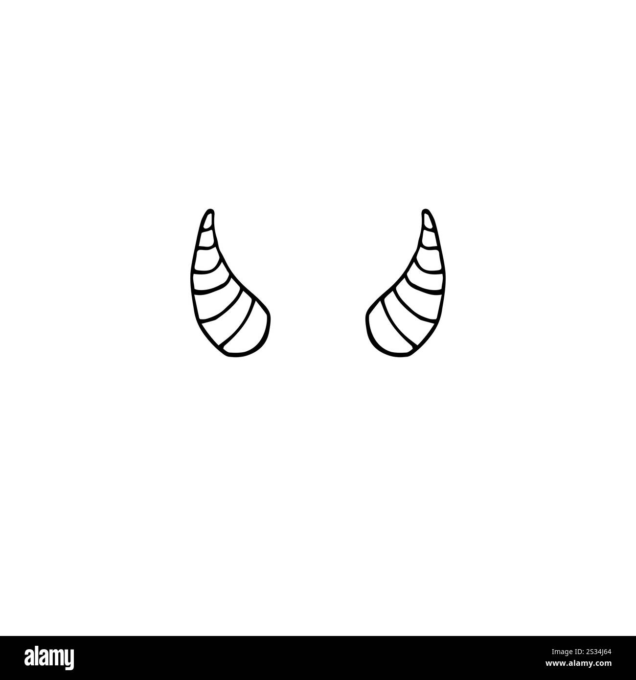 Vector hand drawn doodle sketch cow horn isolated on white background ...