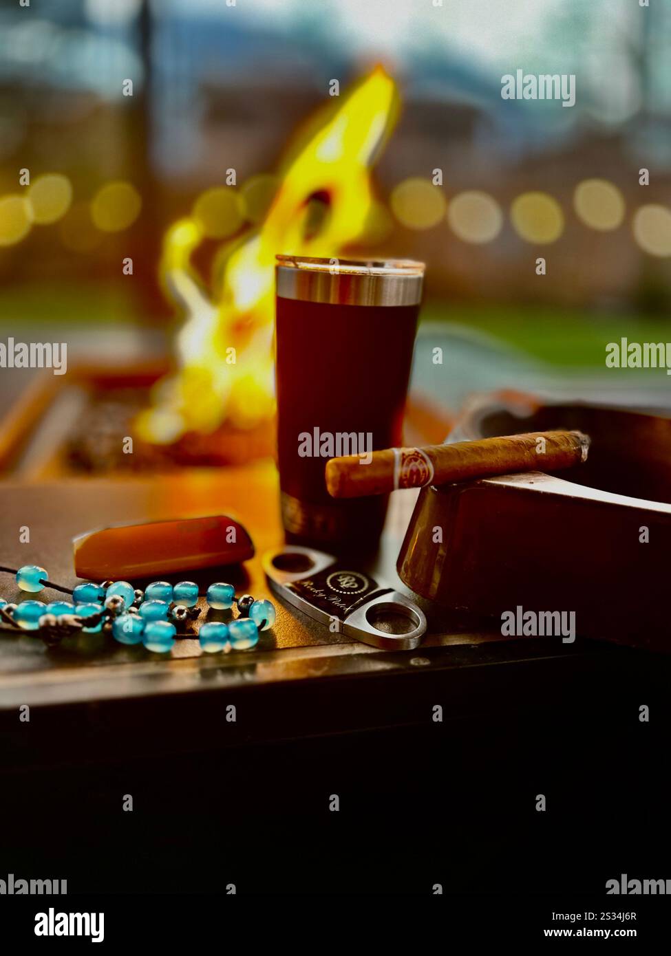 Fire pit and cigar Stock Photo - Alamy