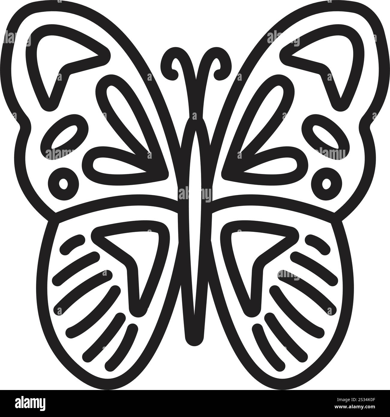 Black line butterfly, fly with beautiful wings, editable stroke icon ...