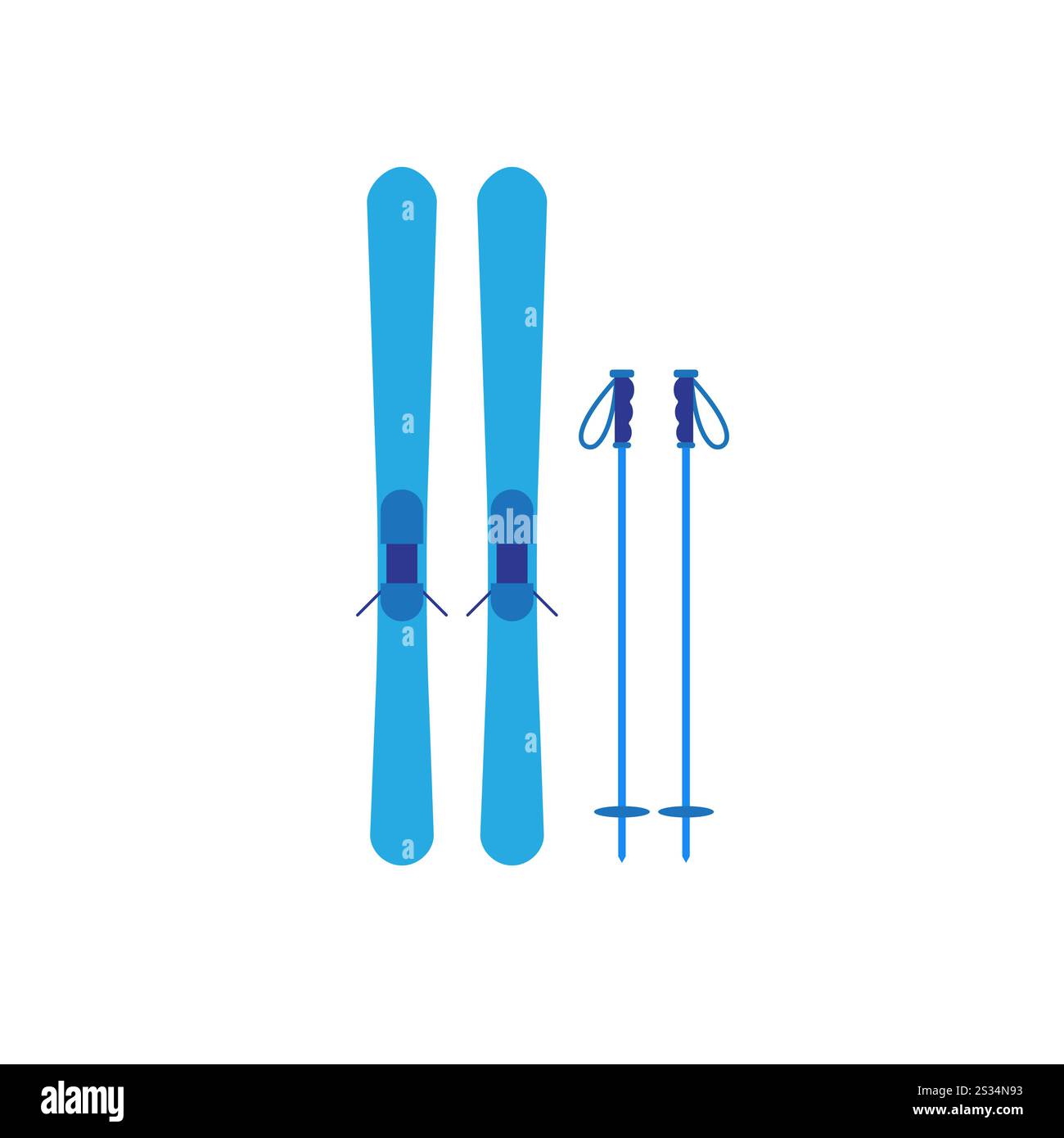 Vector flat cartoon colored skiing isolated on white background Stock ...
