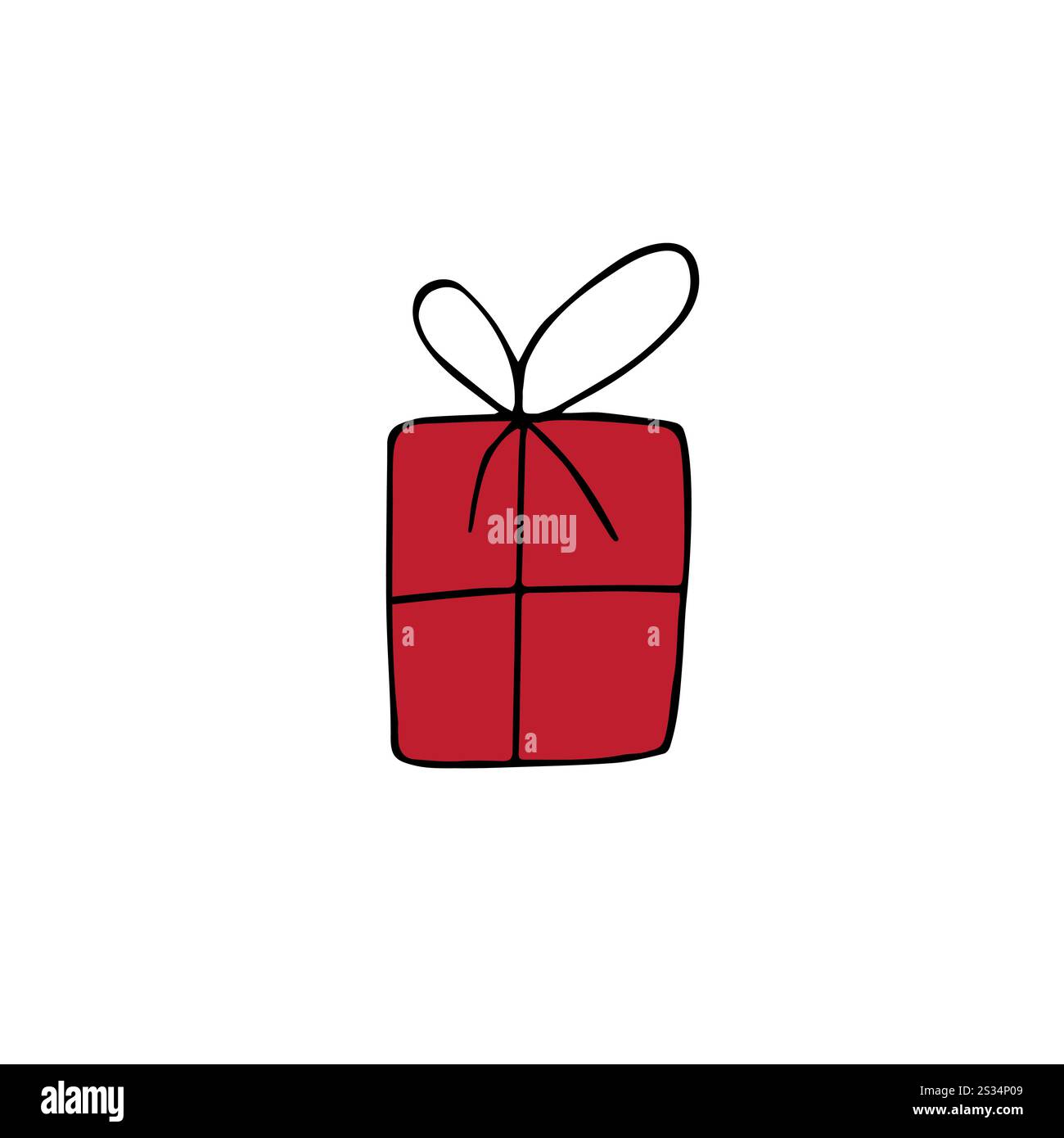 Vector hand drawn doodle sketch red colored present isolated on white ...