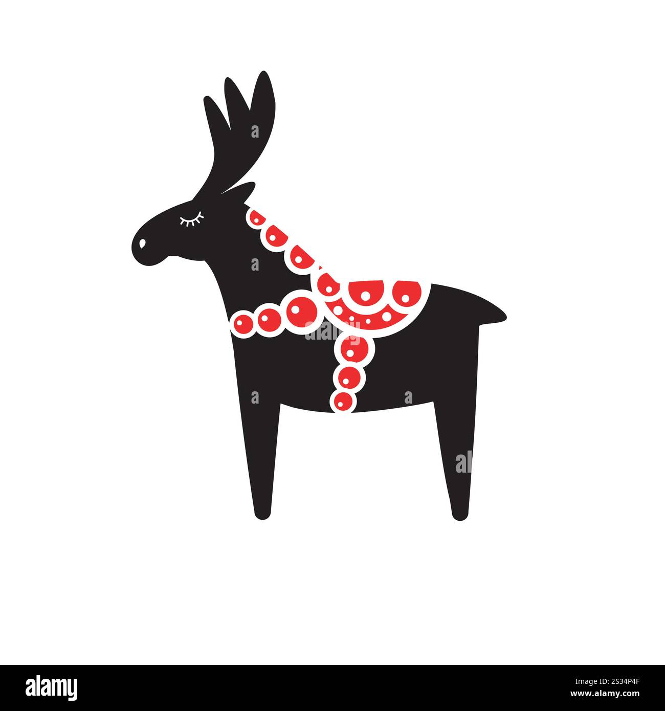 Vector flat Scandinavian Dala deer moose isolated on white background ...