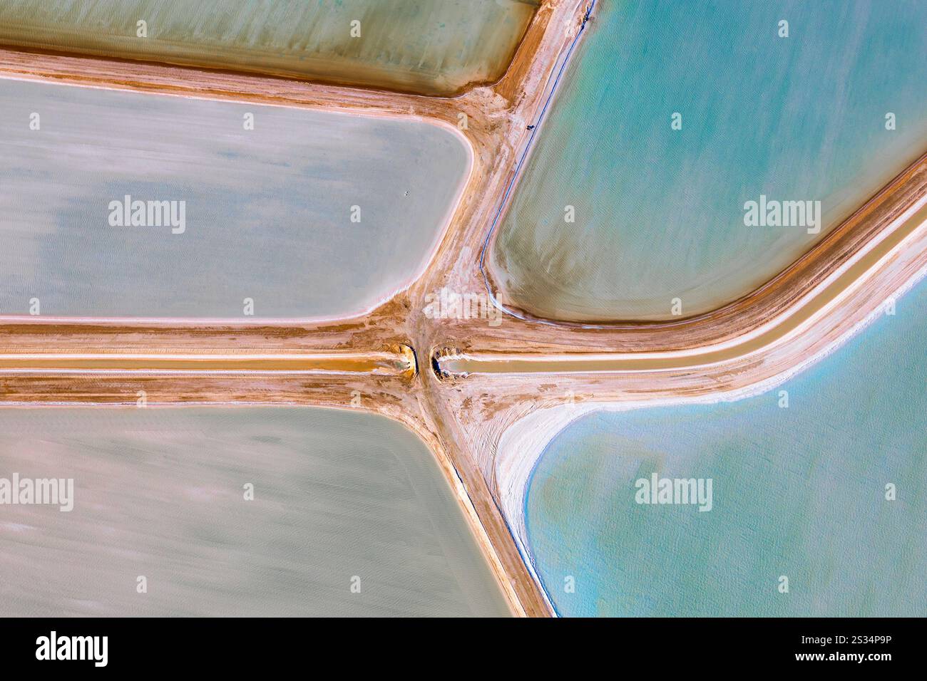 Aerial view of Shark Bay Salt Mining, Western Australia, Australia ...
