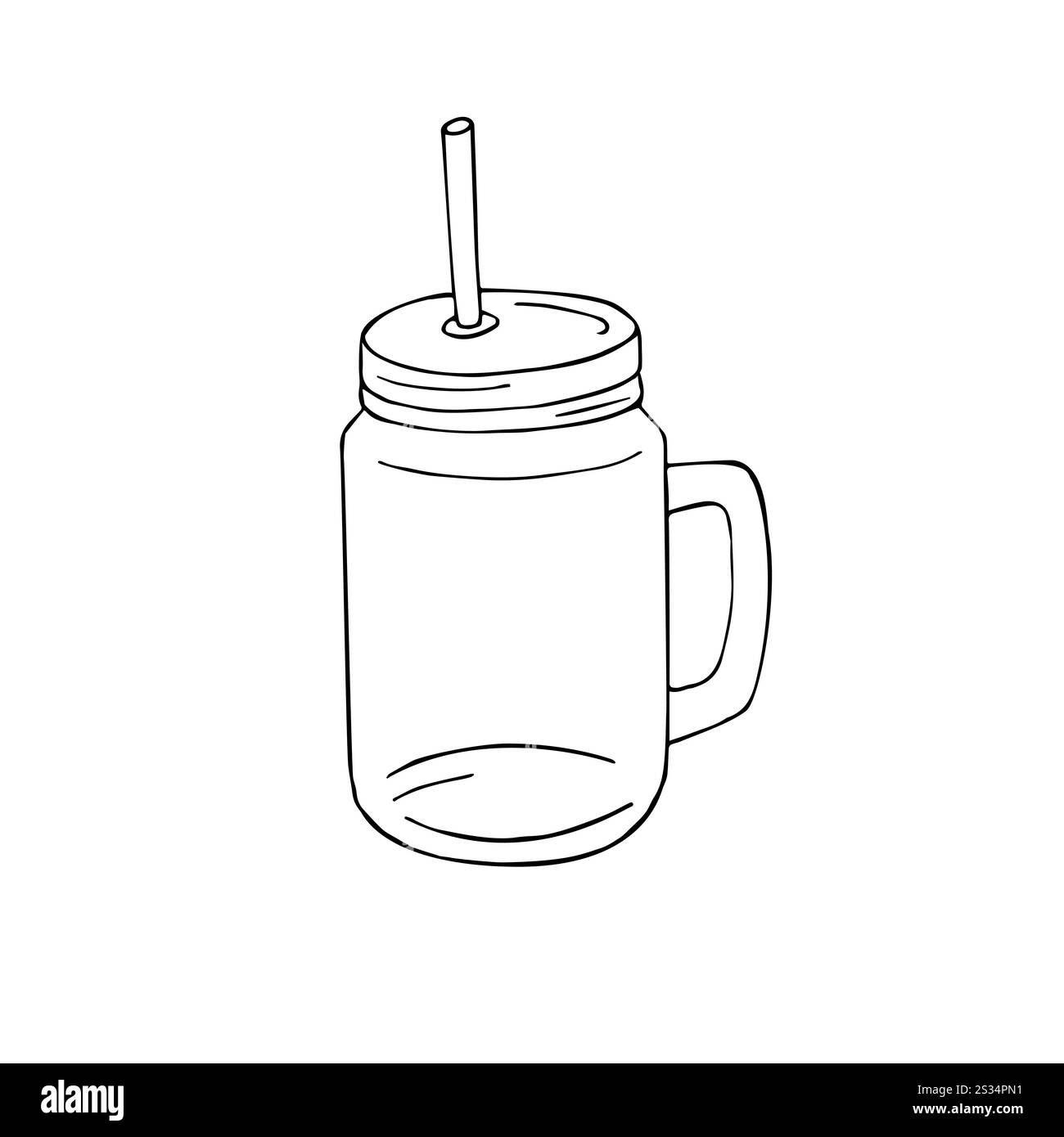 Vector hand drawn doodle sketch smoothie jar cup isolated on white ...