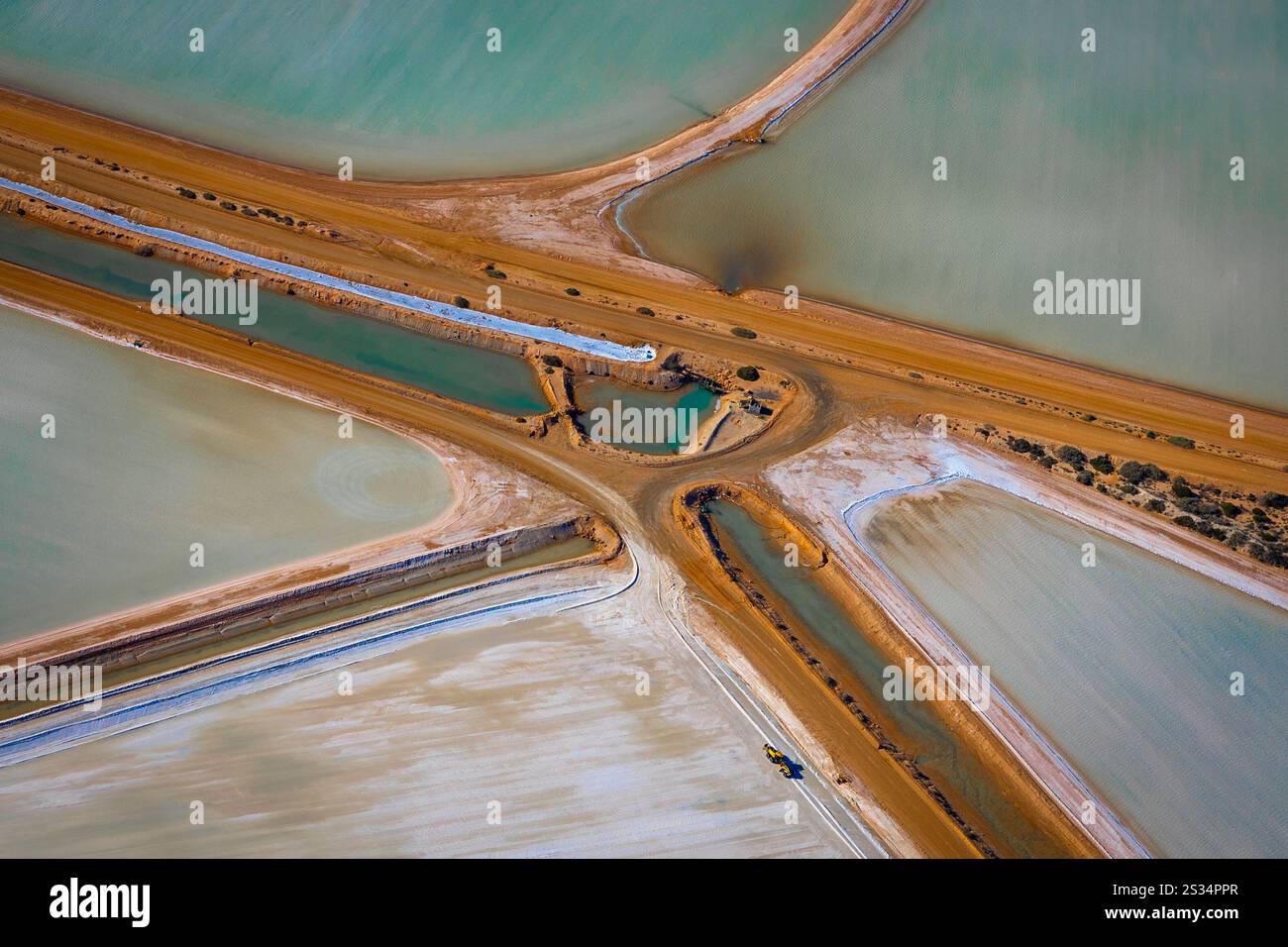 Aerial view of Shark Bay Salt Mining, Western Australia, Australia ...