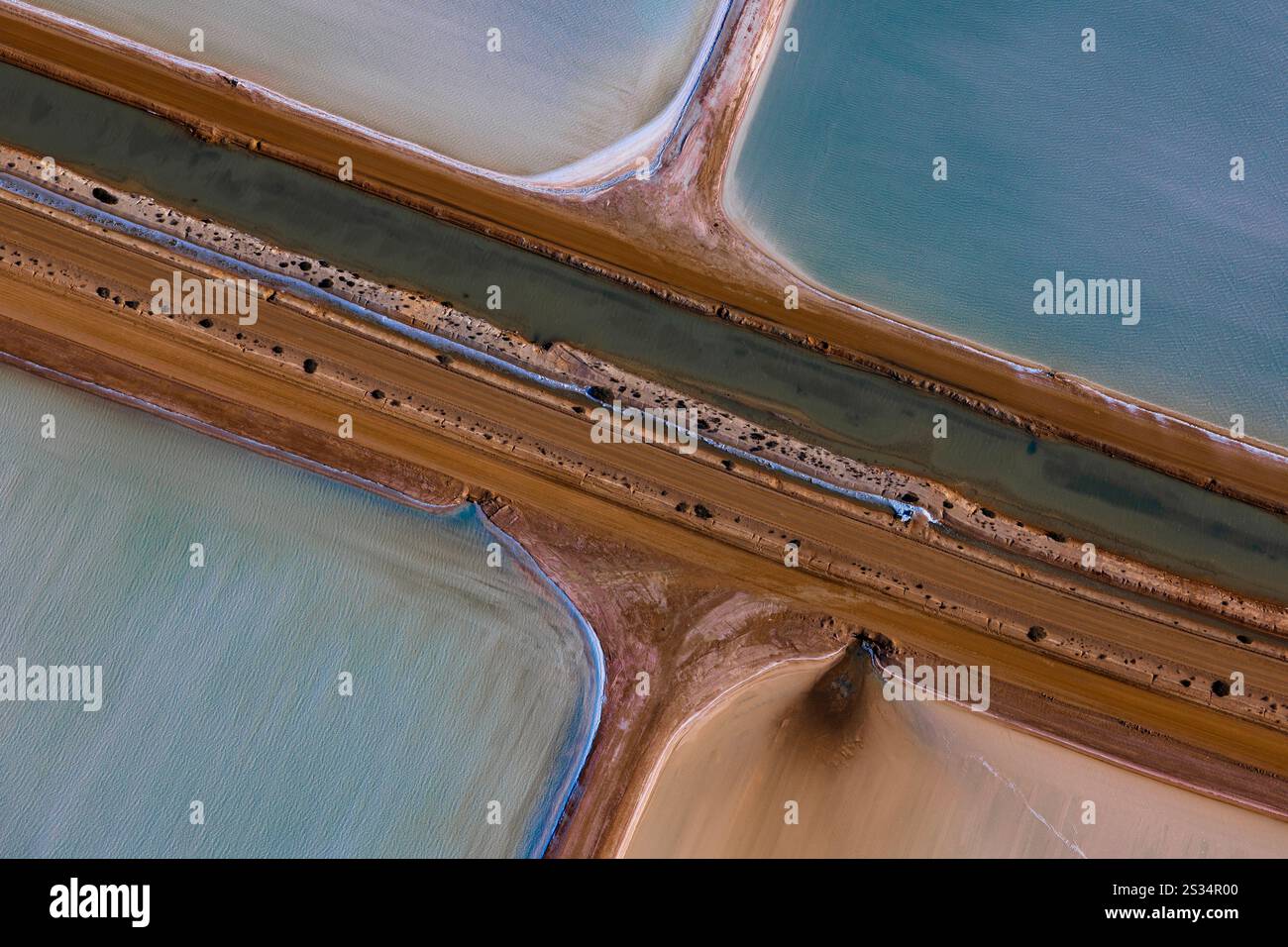 Aerial view of Shark Bay Salt Mining, Western Australia, Australia ...