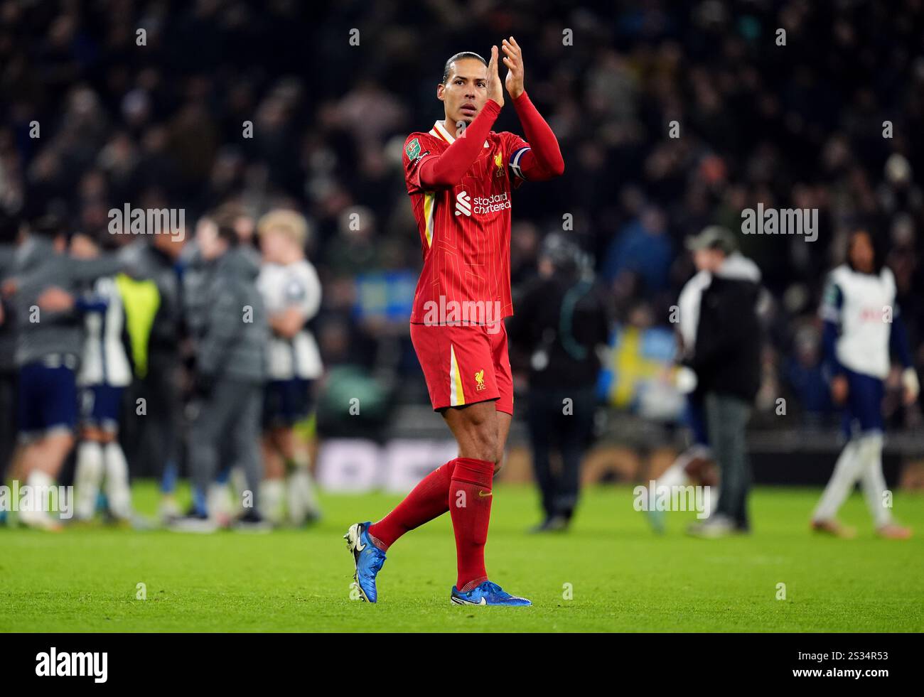 Liverpool's Virgil van Dijk after the final whistle of the Carabao Cup ...