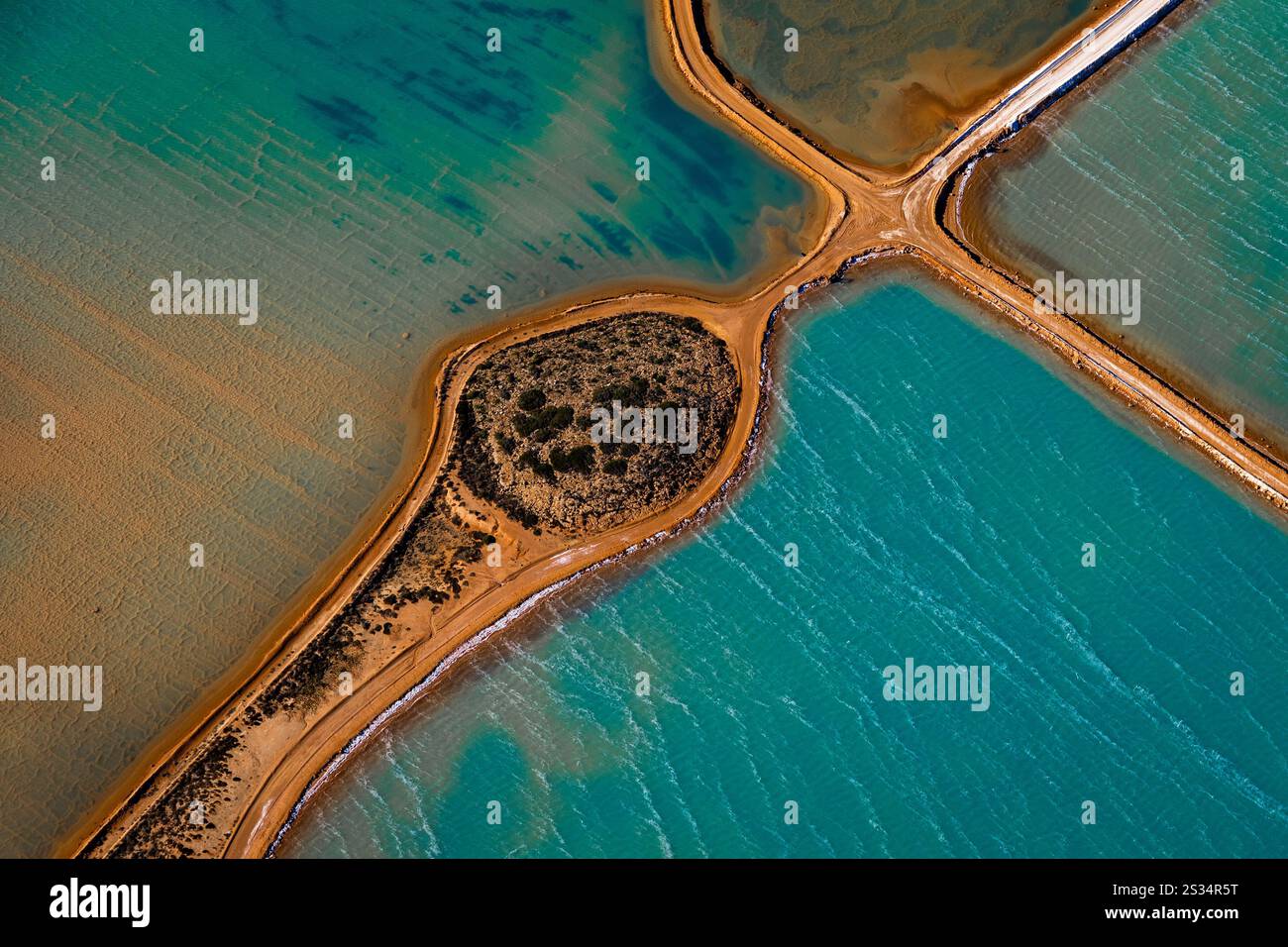 Aerial view of Shark Bay Salt Mining, Western Australia, Australia ...