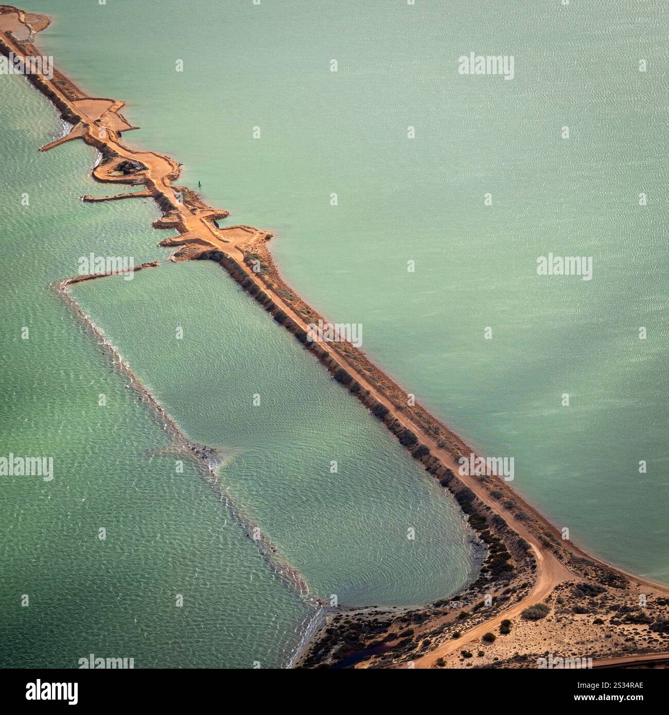 Aerial view of Shark Bay Salt Mining, Western Australia, Australia ...