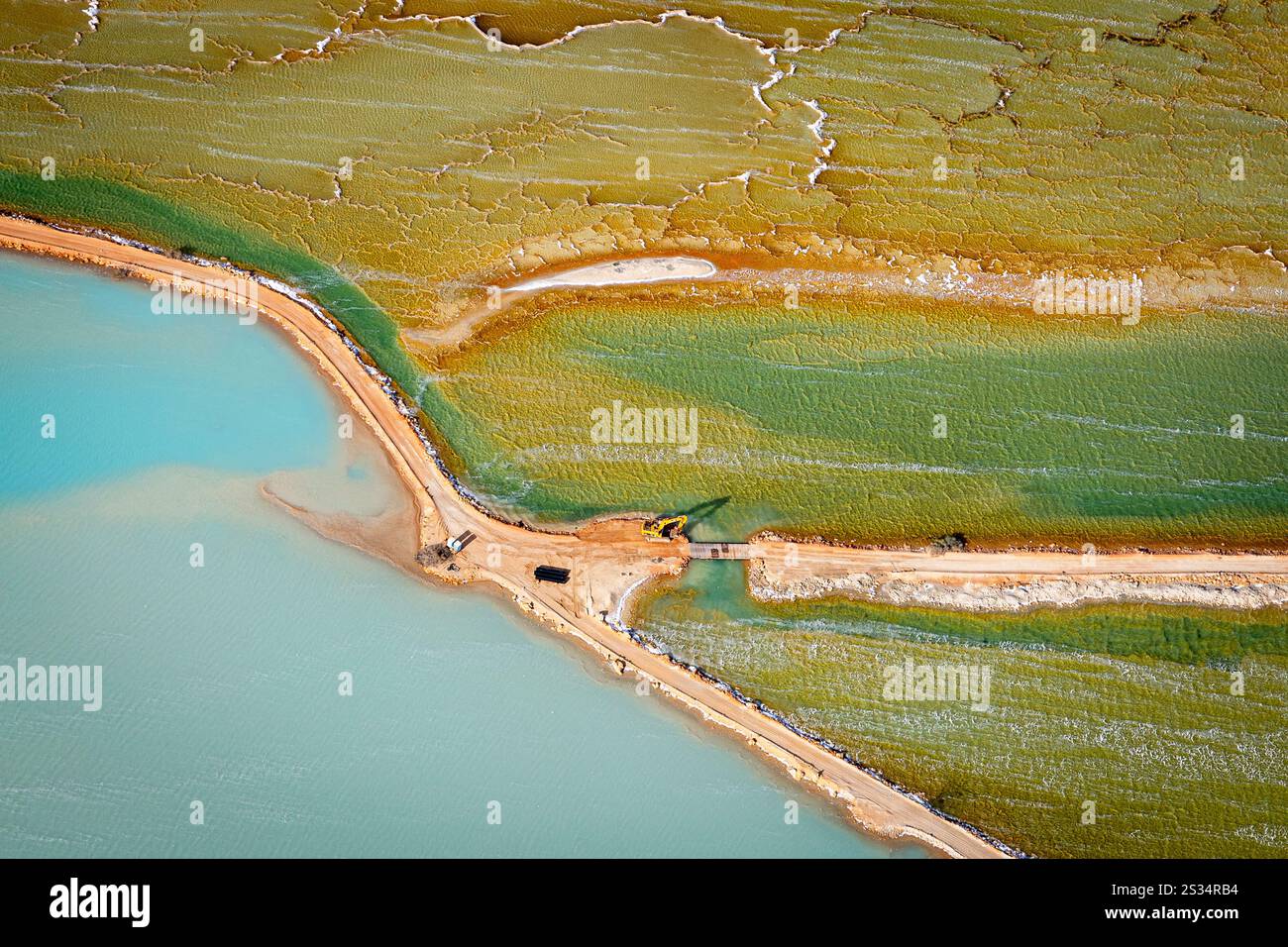 Aerial view of Shark Bay Salt Mining, Western Australia, Australia ...