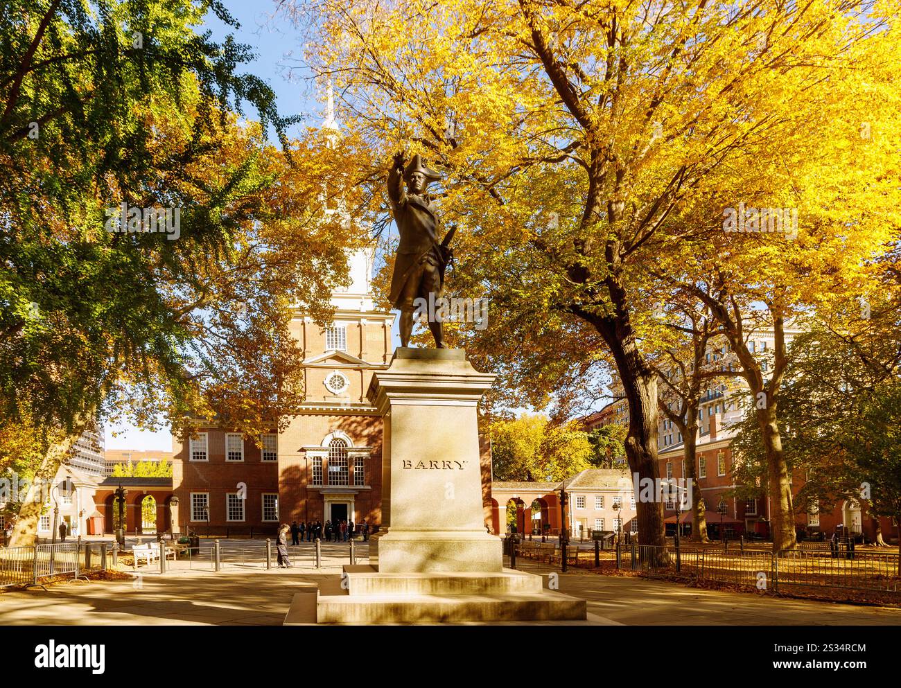 Independence Hall and Commodore Barry Memorial on Independence Square ...