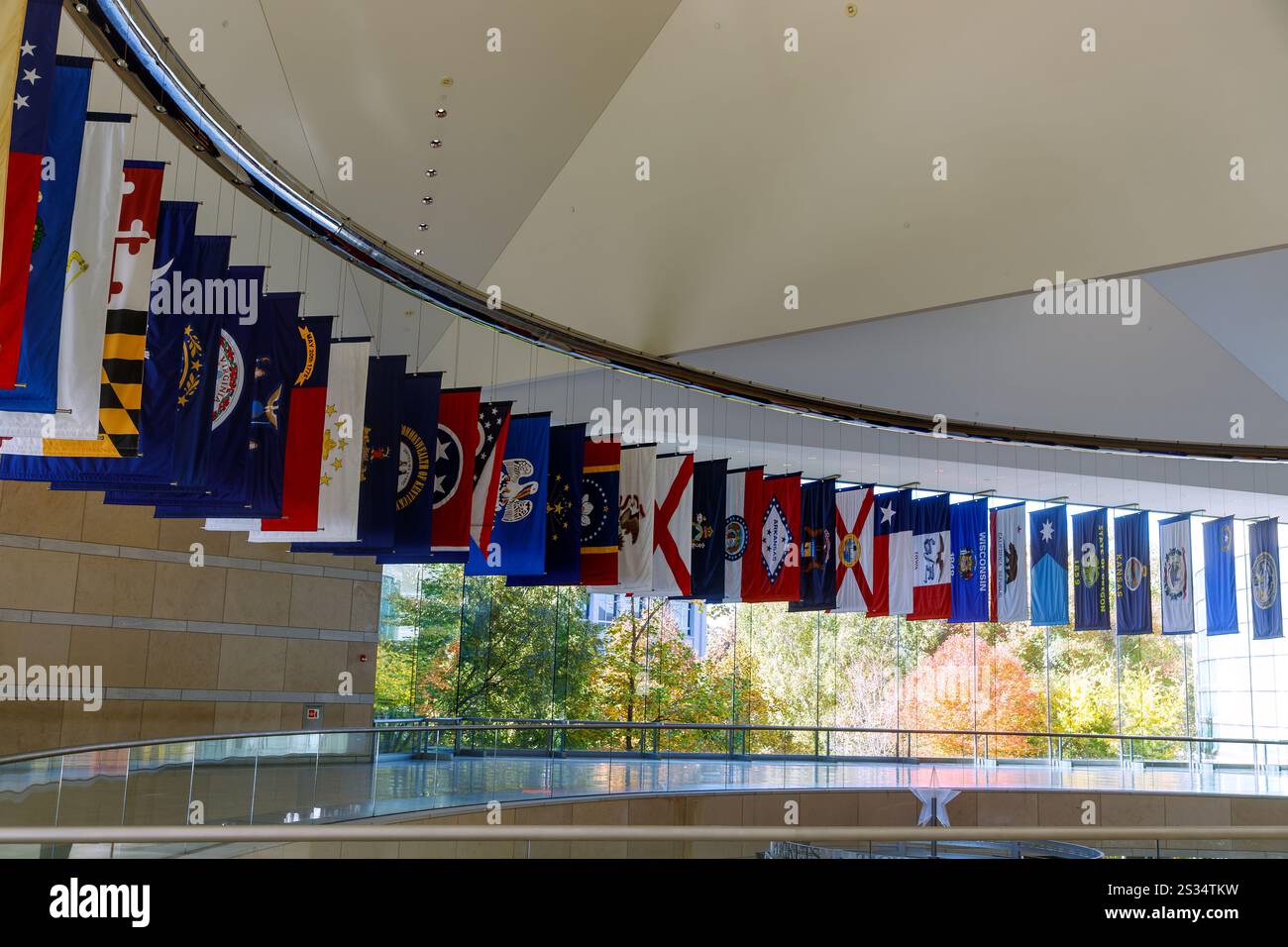 Flags of the American states in the Grand Hall at the National ...