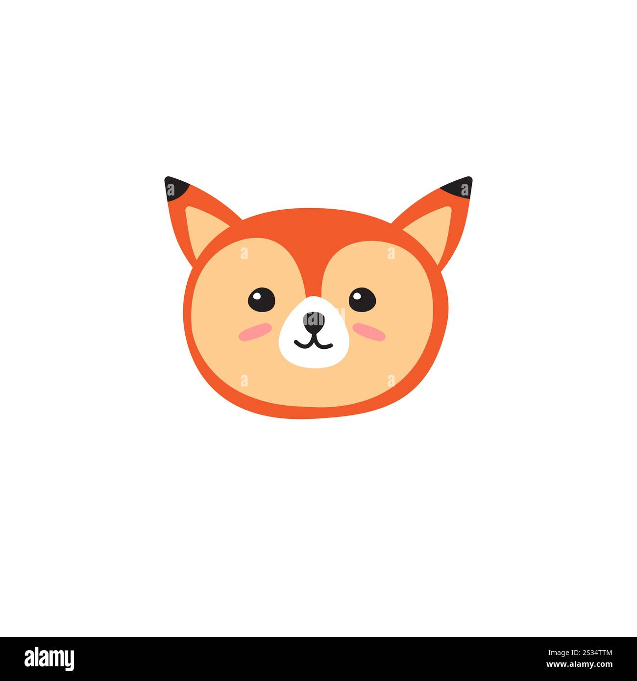 Vector hand drawn doodle flat cartoon fox face isolated on white ...