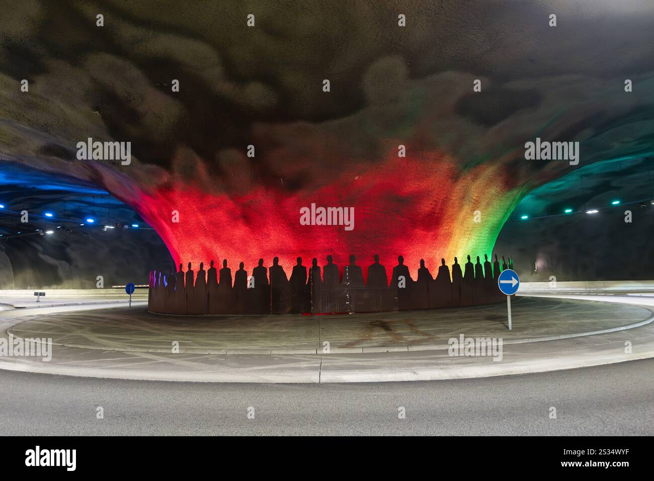 Underwater roundabout in the Eysturoy Tunnel in the Faroe Islands ...