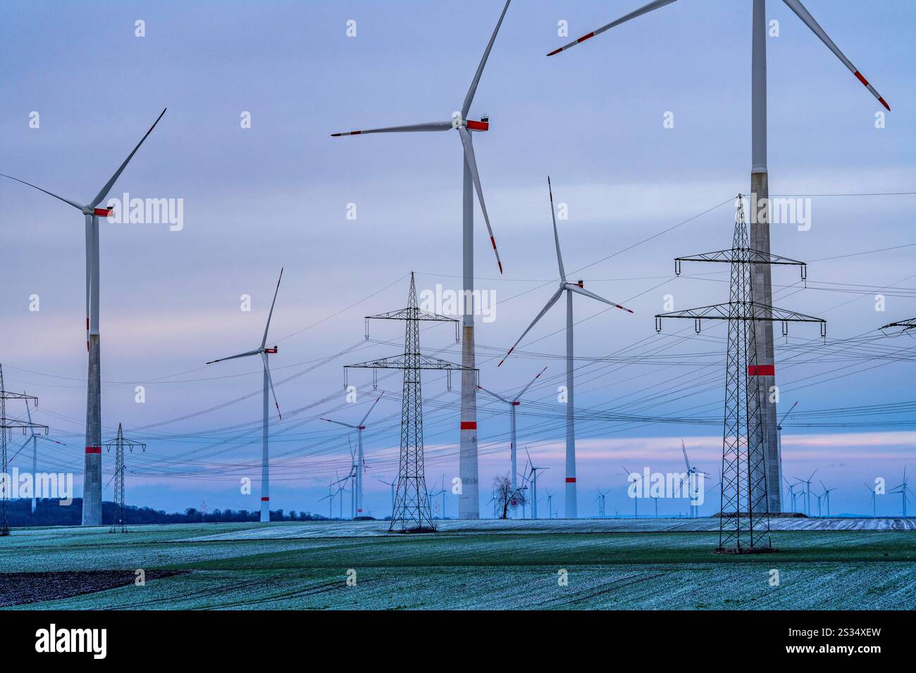 Windpark, nördlich von Marsberg-Meerhof, Winter, leicht verschneite ...