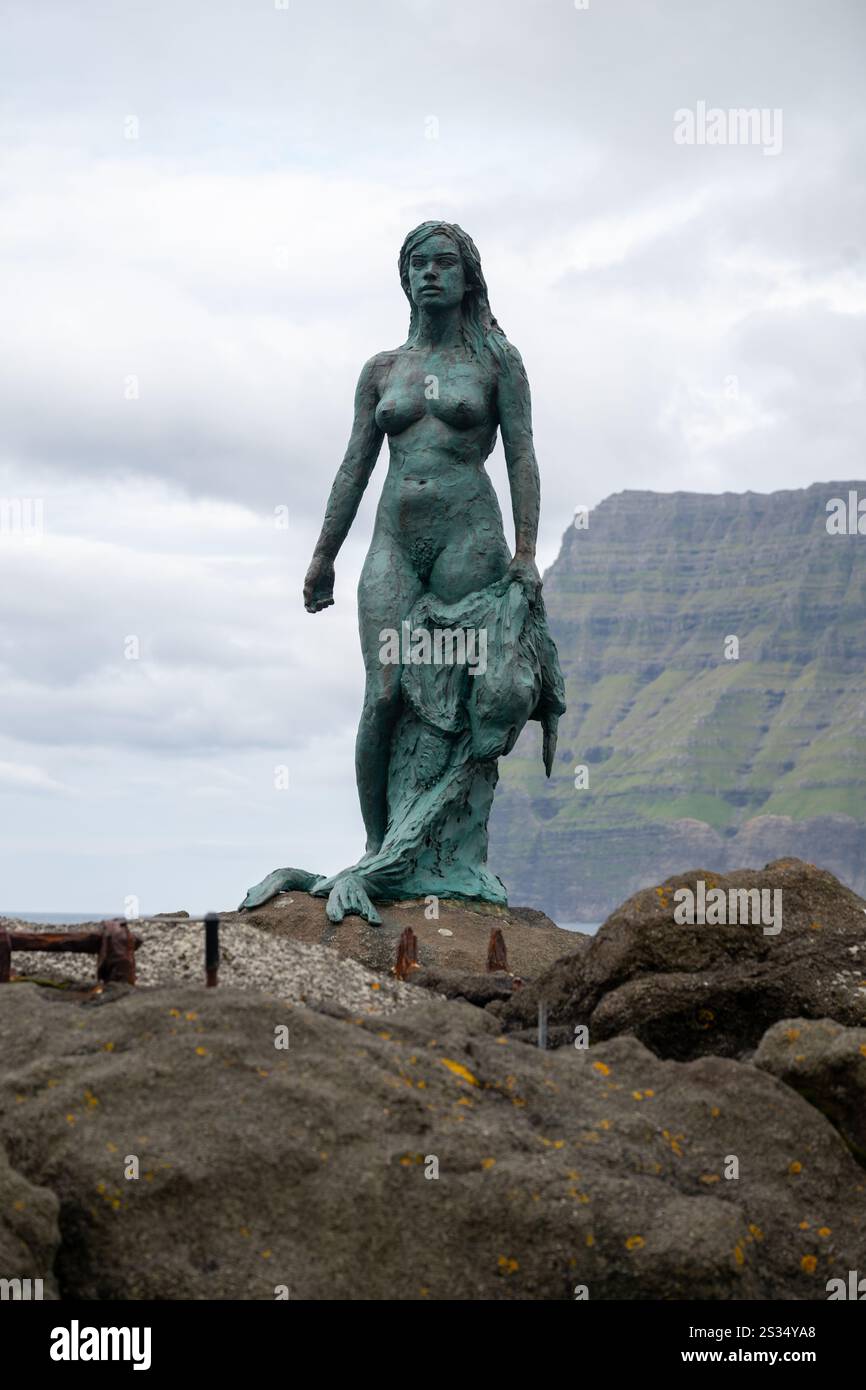 Mikladalur, Faroe Islands - Jul 24, 2024: Selkie, The Statue of ...