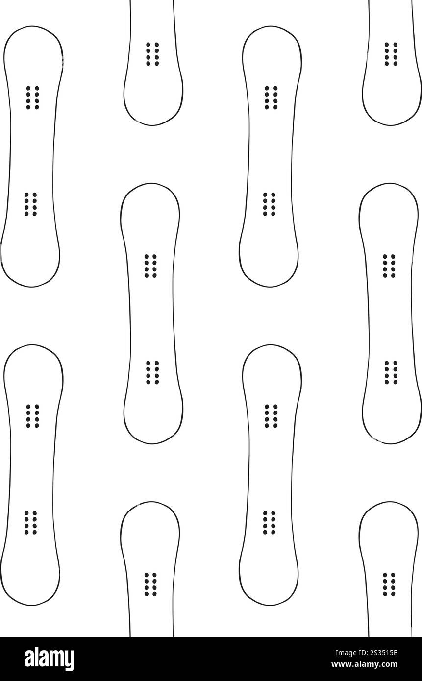 Vector seamless pattern of hand drawn doodle sketch snowboard board ...