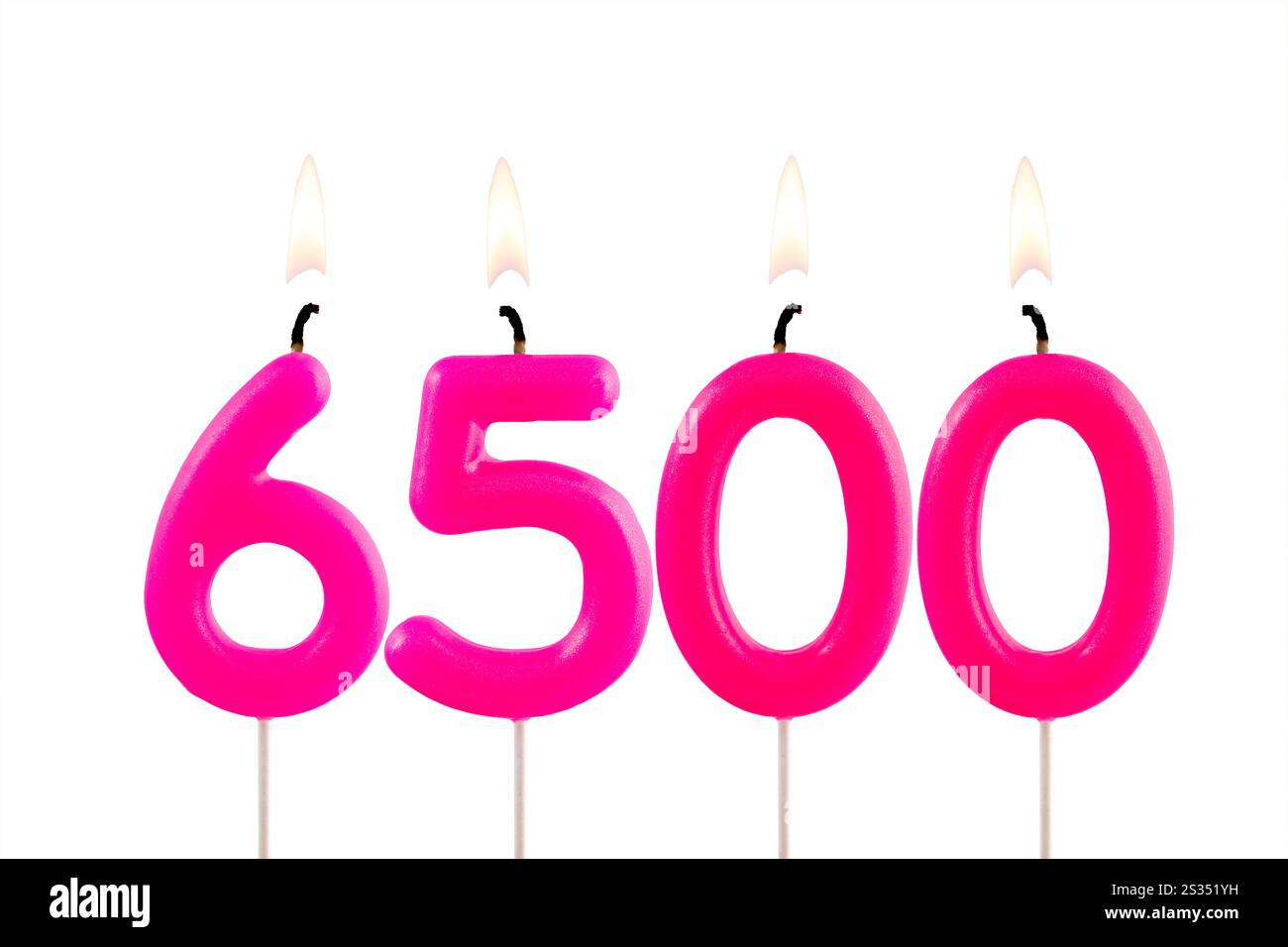 Candles forming the number 6500 - white background Stock Photo - Alamy