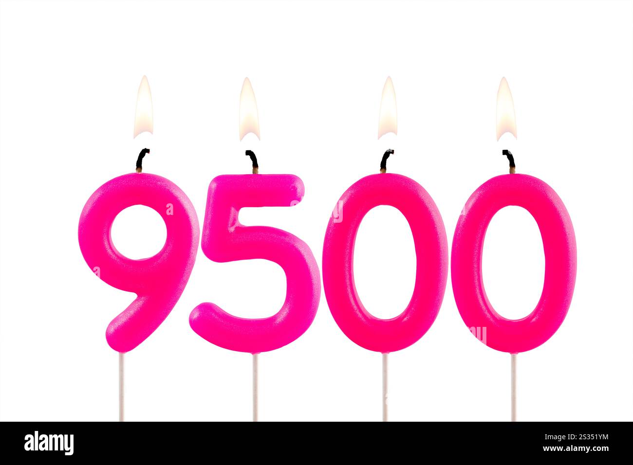 Candles forming the number 9500 - white background Stock Photo - Alamy