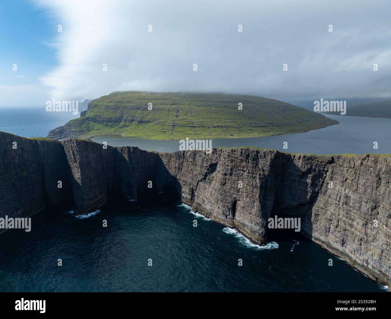 Traelanipa cliffs and Sorvagsvatn Lake on Vagar Island, Faroe Islands Stock Photo - Alamy
