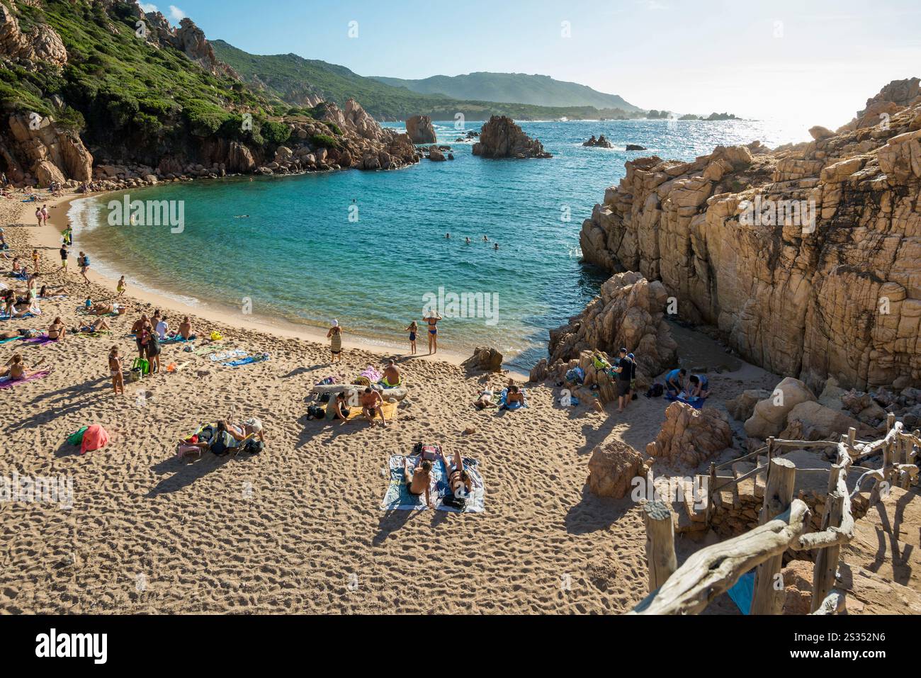 Red rocks and picturesque beach, Spiaggia di Cala li Cossi, Costa ...