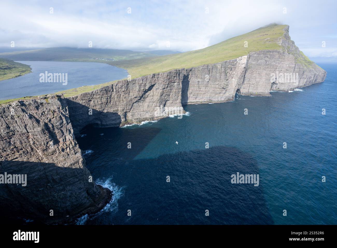 Traelanipa cliffs and Sorvagsvatn Lake on Vagar Island, Faroe Islands Stock Photo - Alamy