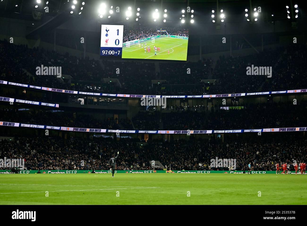 London, UK. 8th Jan, 2025. The final score on the big score board ...