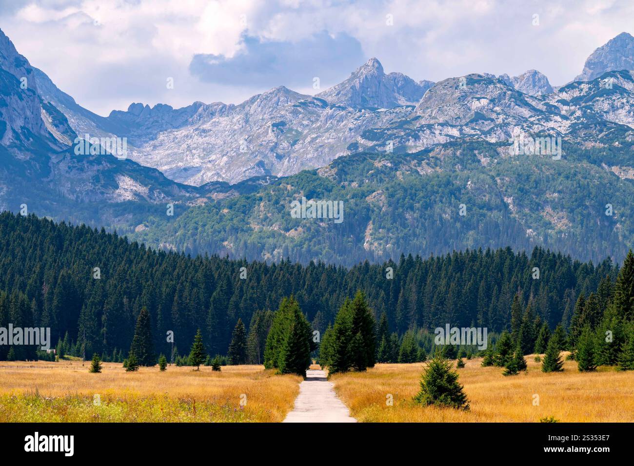 Path on the Panorama Route, view of the Durmitor mountain massif ...