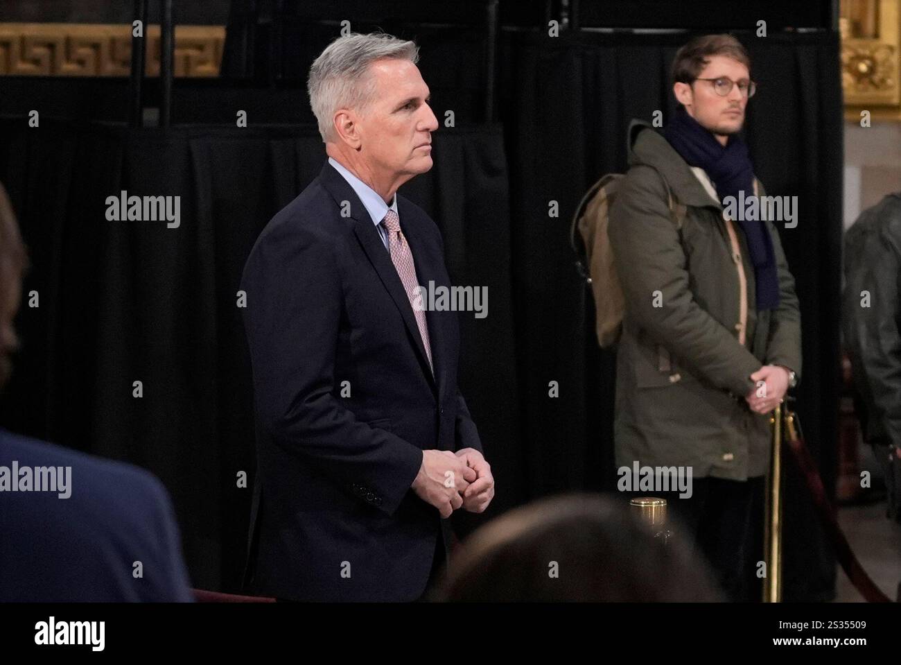 Rep. Kevin McCarthy, R-Calif., waits in the rotunda near the flag ...
