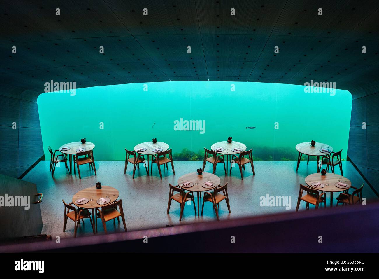 Norway, Lindesnes, Underwater Restaurant Under, Restaurant area Stock ...