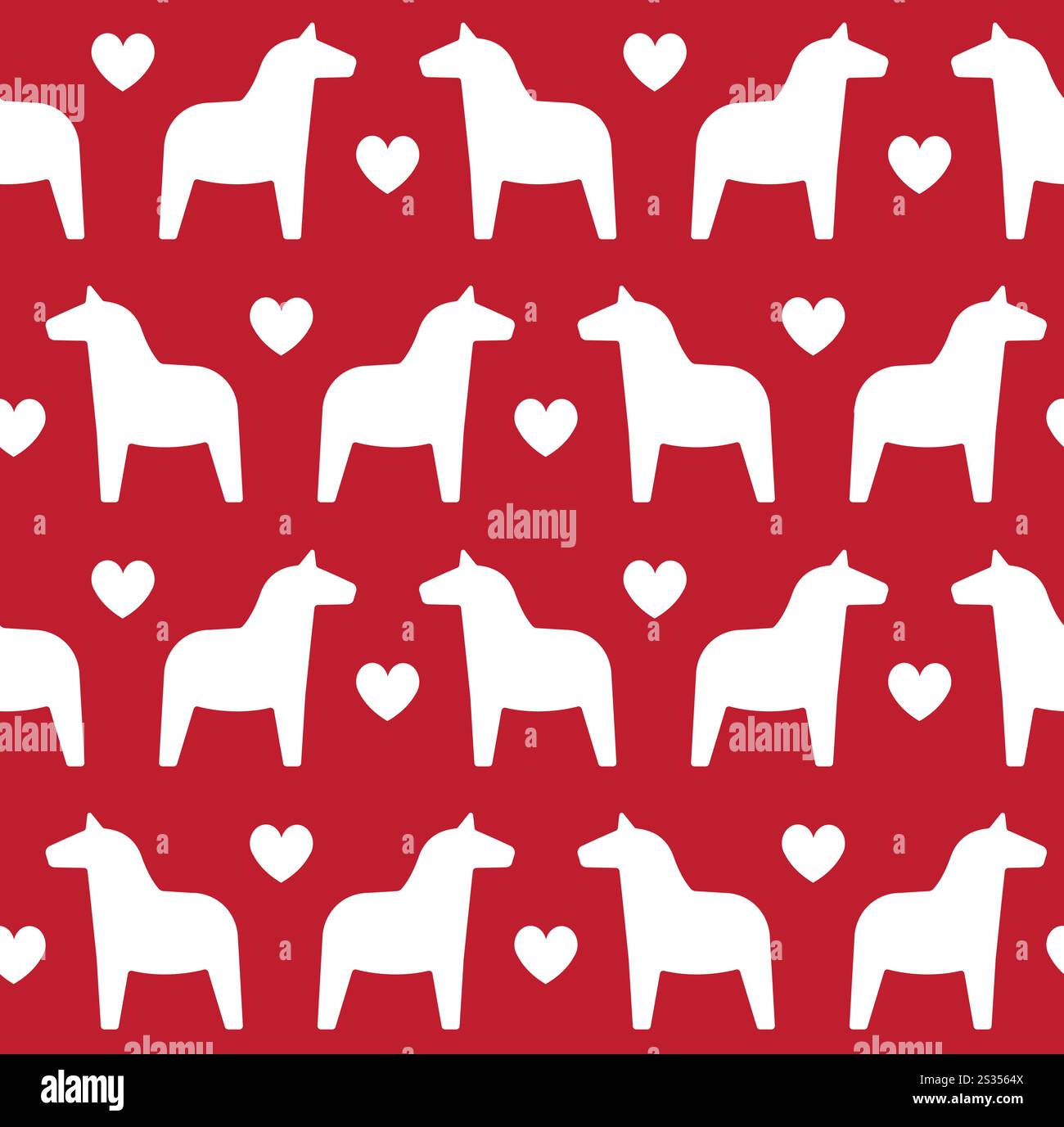 Vector seamless pattern of white flat Swedish dala horse silhouette ...