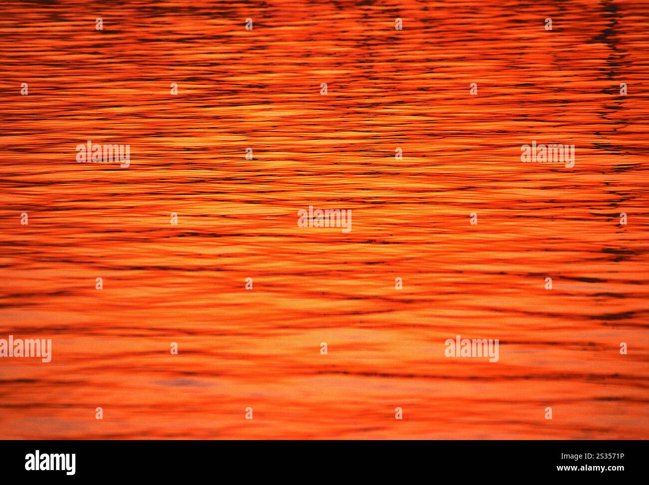 Sunset reflected in waves of Lake Erie; Presque Isle State Park; Erie ...