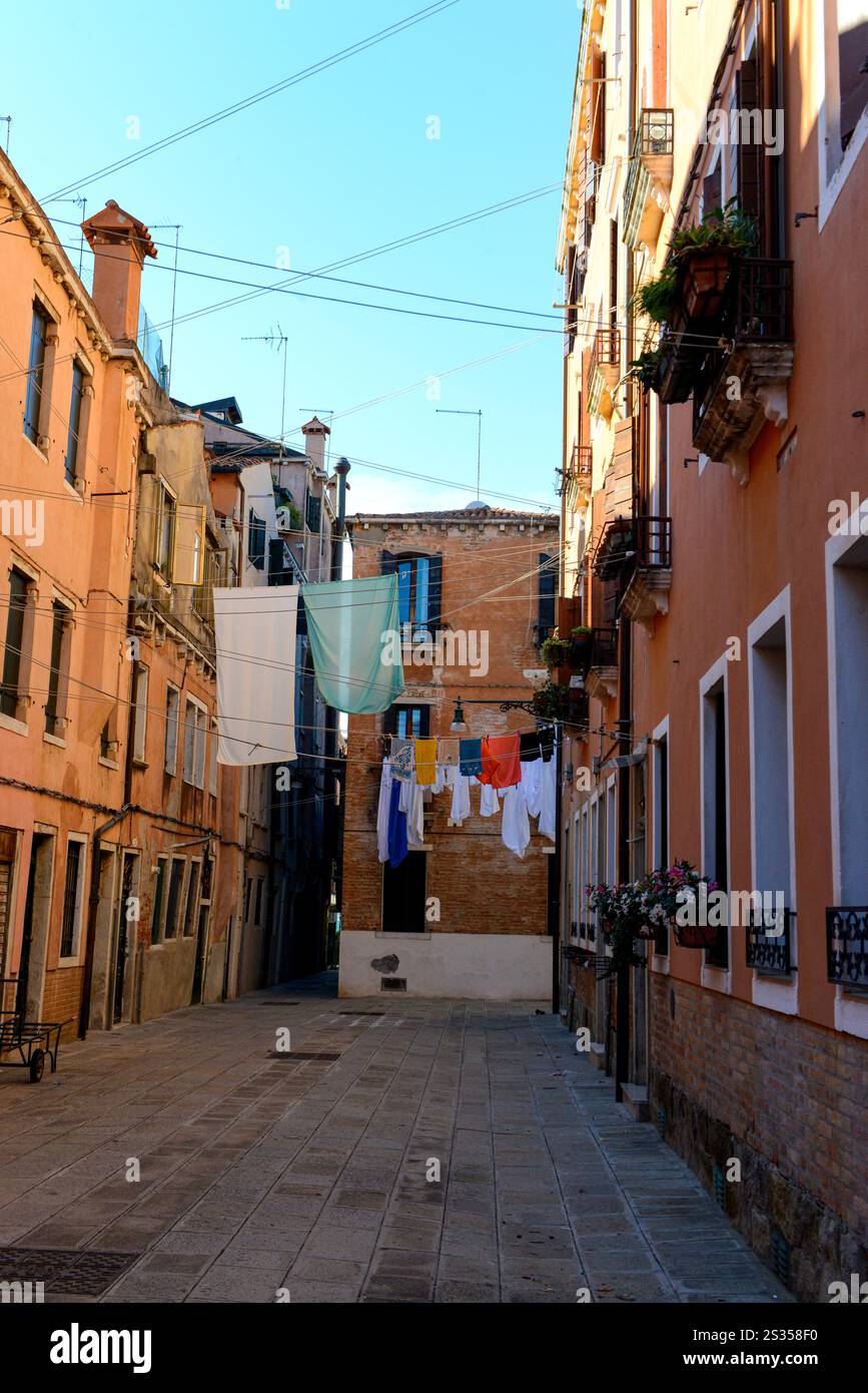 Venice, Italy - July 3, 2022: Typical city corner with ancient colorful ...