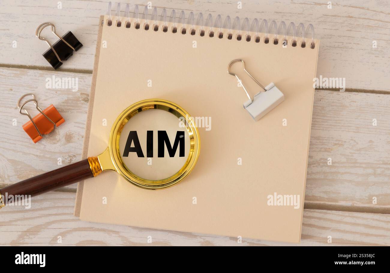 Aim High symbol. Concept word Aim High on wooden blocks. Beautiful ...