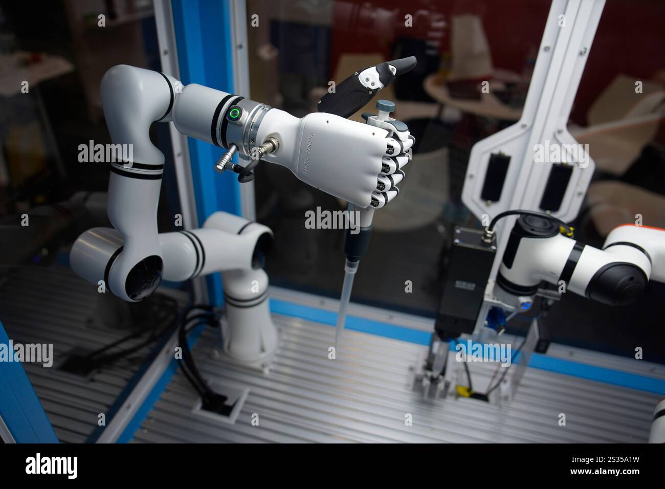 A RM series ultra-lightweight humanoid robotic arm is on display at the ...