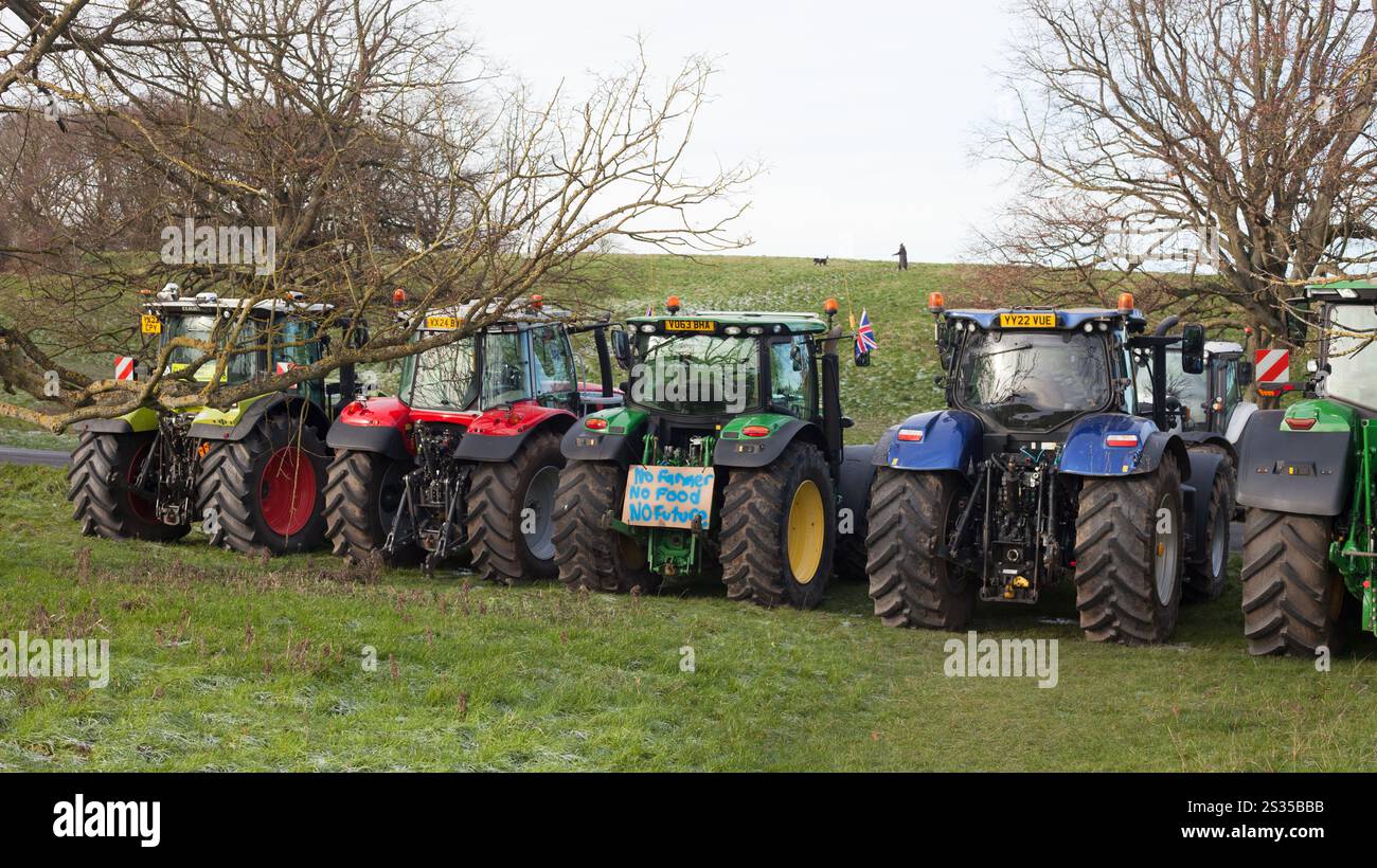 Tractors gathering on Beverley Westwood for Farmers tractor protest ...