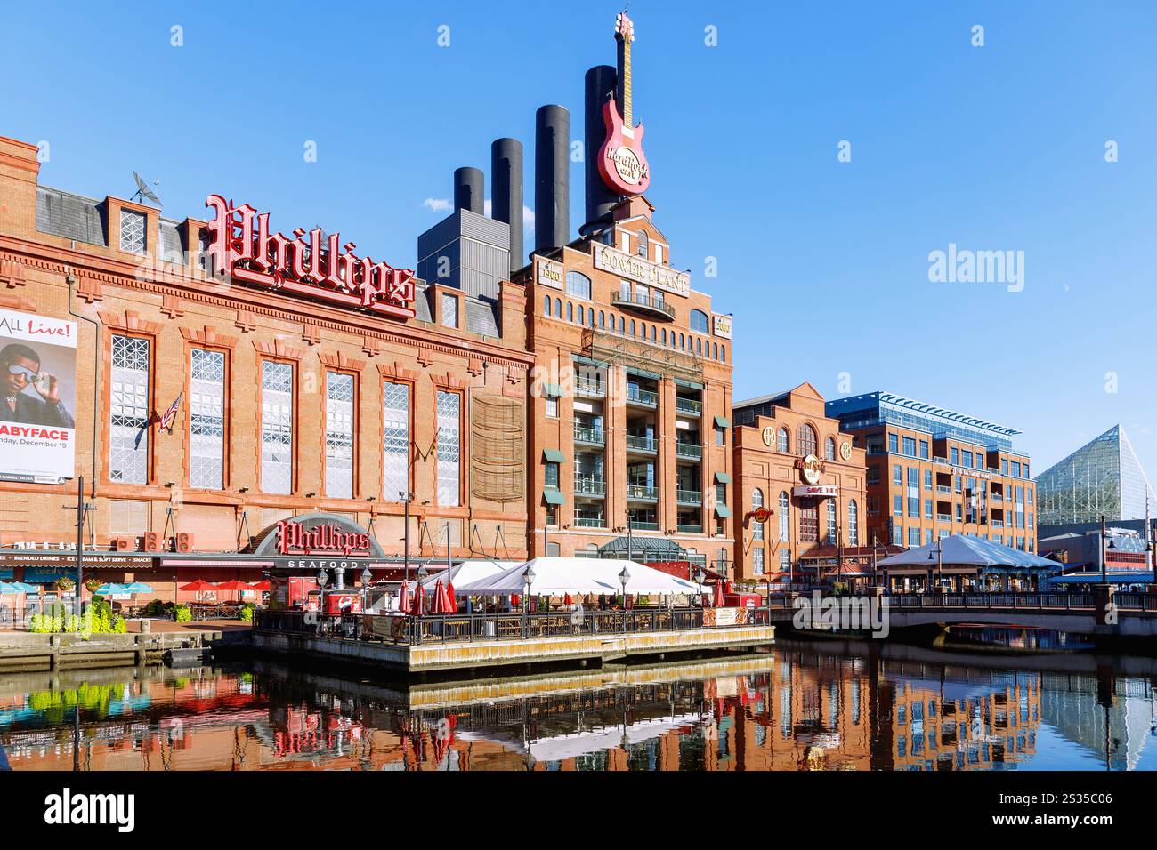 Pratt Street Power Plant and Harbor Bridge Walk at the Inner Harbor in ...